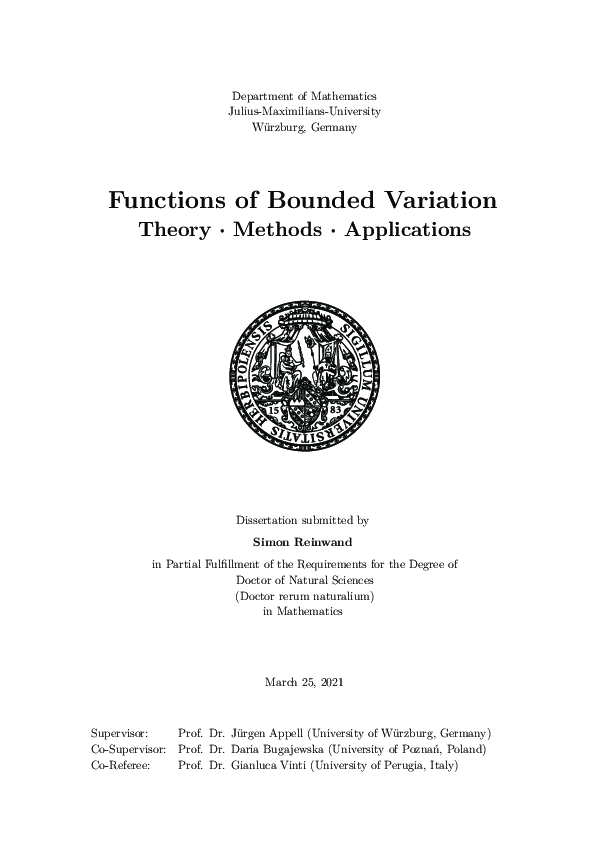 Pdf Functions Of Bounded Variation Theory Methods Applications