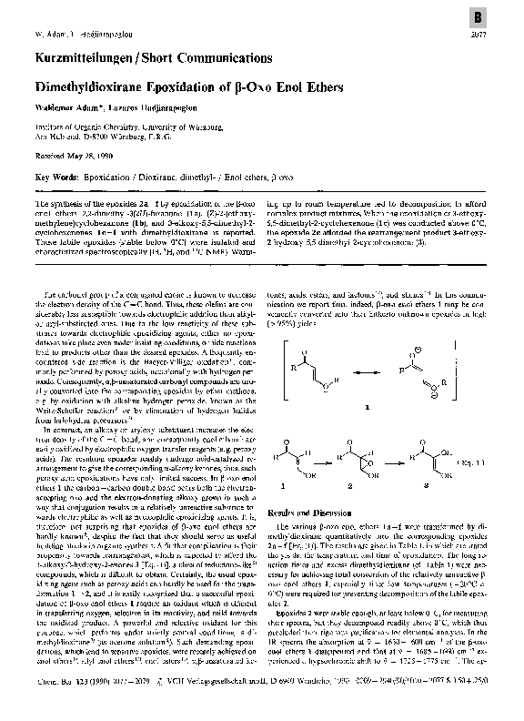 Dimethyldioxirane epoxidation of β-oxo enol ethers