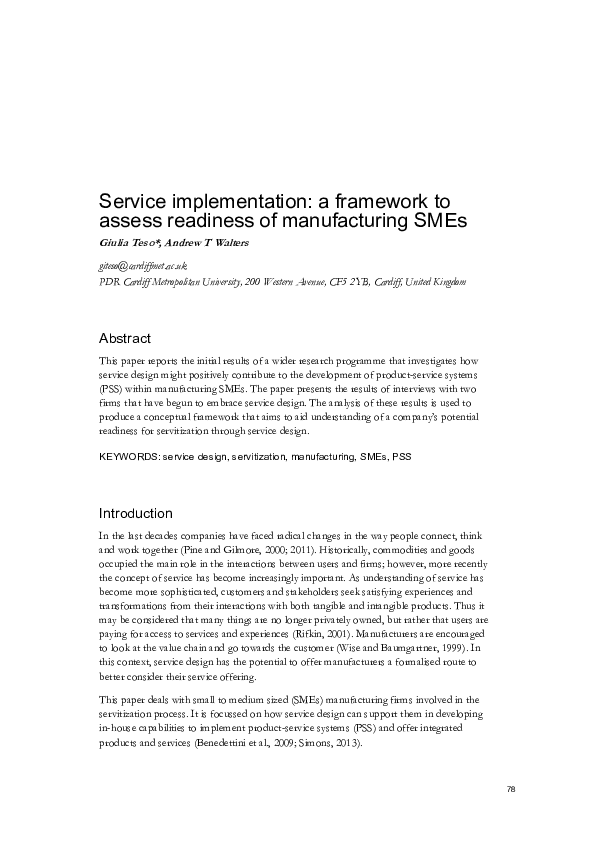 (PDF) Service Implementation: a Framework to Assess Readiness of ...