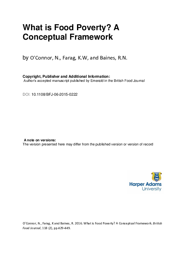 (PDF) What is food poverty? A conceptual framework