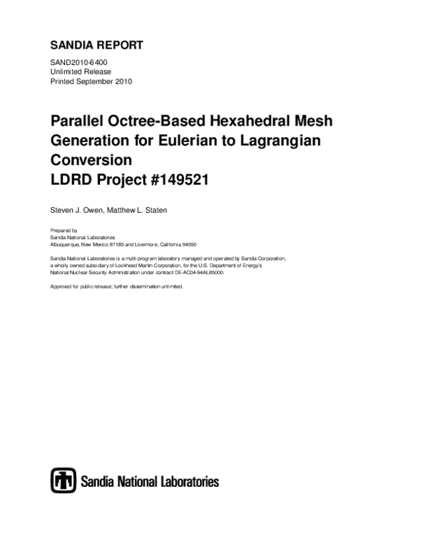 Pdf Parallel Octree Based Hexahedral Mesh Generation For Eulerian To