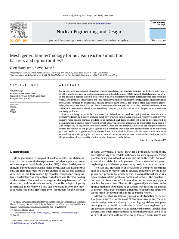 (PDF) Mesh generation technology for nuclear reactor simulation ...