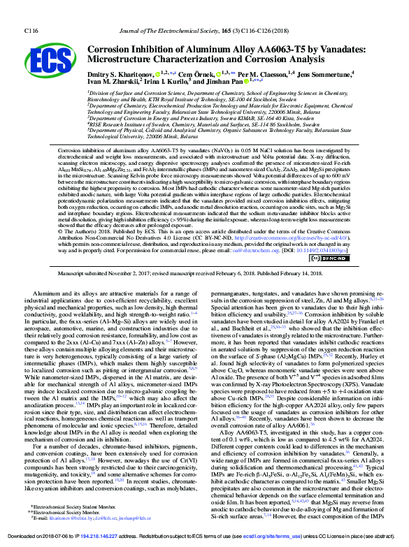 (PDF) Corrosion Inhibition of Aluminum Alloy AA6063-T5 by Vanadates ...