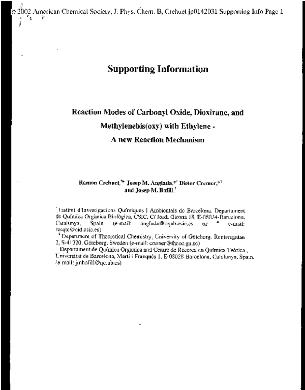 (PDF) Reaction Modes of Carbonyl Oxide, Dioxirane, and Methylenebis(oxy ...