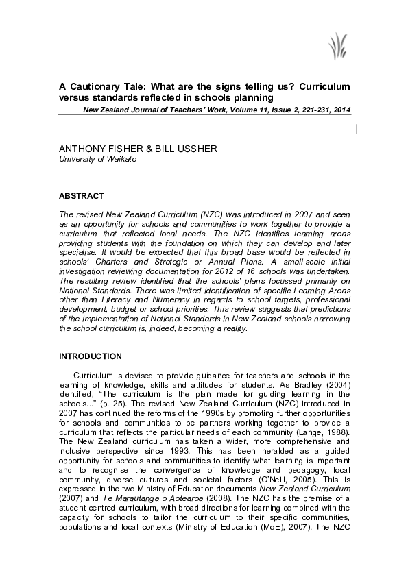 (PDF) A Cautionary Tale: What are the signs telling us? Curriculum ...