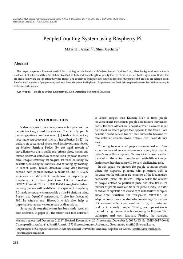 (PDF) People Counting System using Raspberry Pi