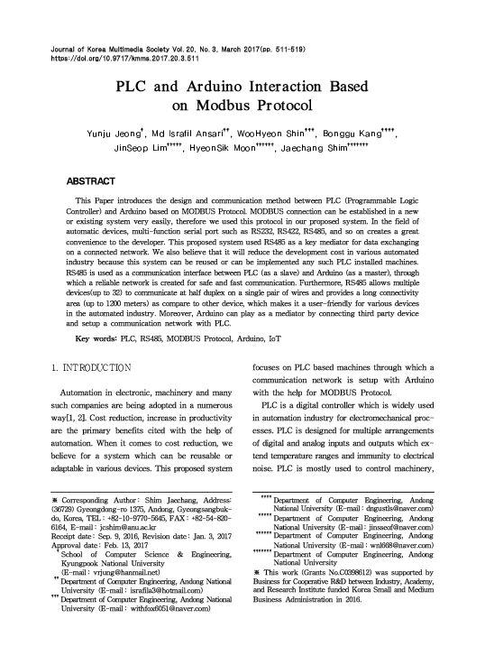 Pdf Plc And Arduino Interaction Based On Modbus Protocol 4524