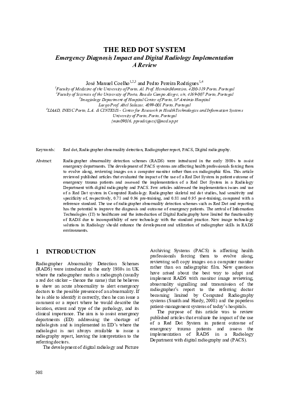 (PDF) The Red Dot System - Emergency Diagnosis Impact and Digital ...