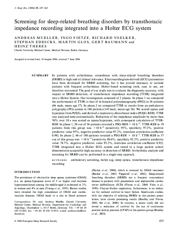 (PDF) Screening for sleep-related breathing disorders by transthoracic impedance recording ...