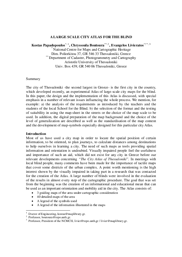 (PDF) A large scale city atlas for the blind