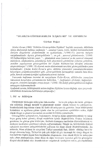 (PDF) Dilbilim-Göstergebilim İlişkileri ve Edimbilim