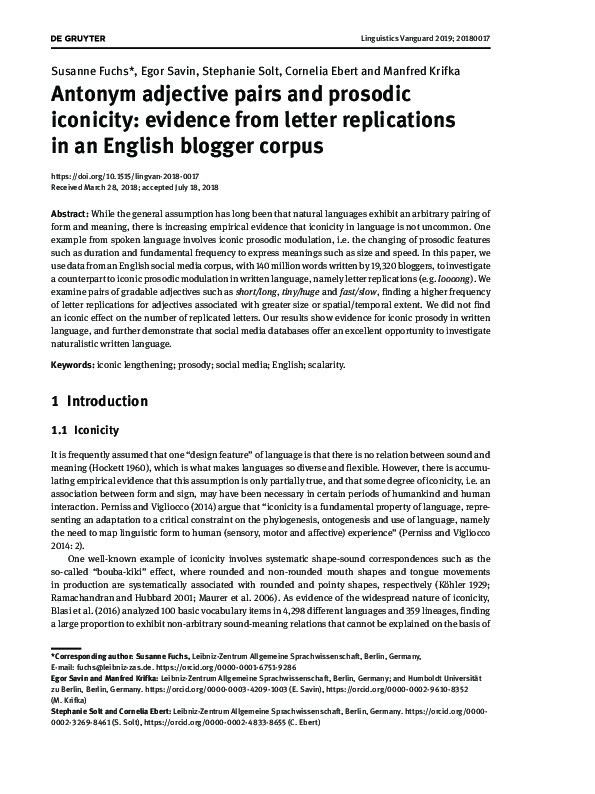 (PDF) Antonym adjective pairs and prosodic iconicity: evidence from ...