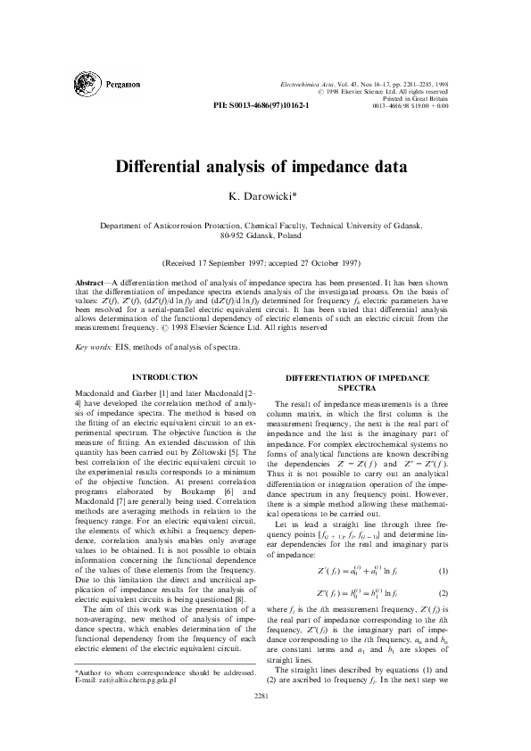 (PDF) Differential analysis of impedance data