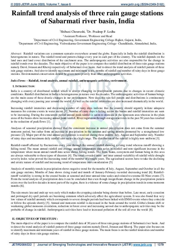 (PDF) Rainfall trend analysis of three rain gauge stations of Sabarmati ...