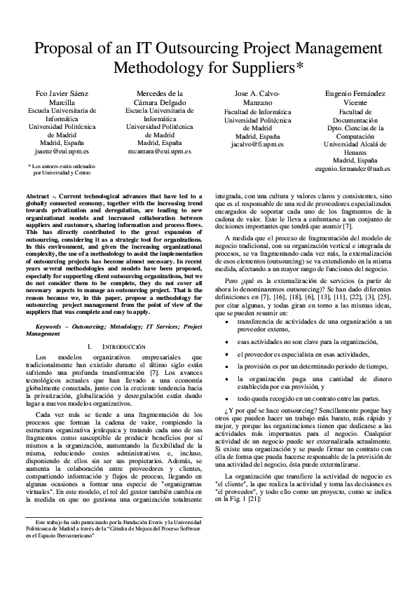 (PDF) Proposal of an IT outsourcing project management methodology for ...