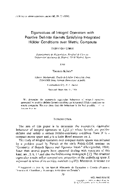 (PDF) Eigenvalues of integral operators with positive definite kernels satisfying integrated ...