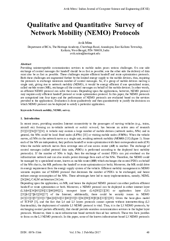 (PDF) Survey of Efficient Network Mobility Protocols