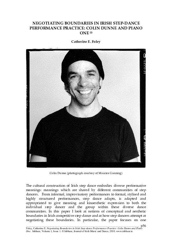 (PDF) Negotiating boundaries in Irish step-dance performance practice ...