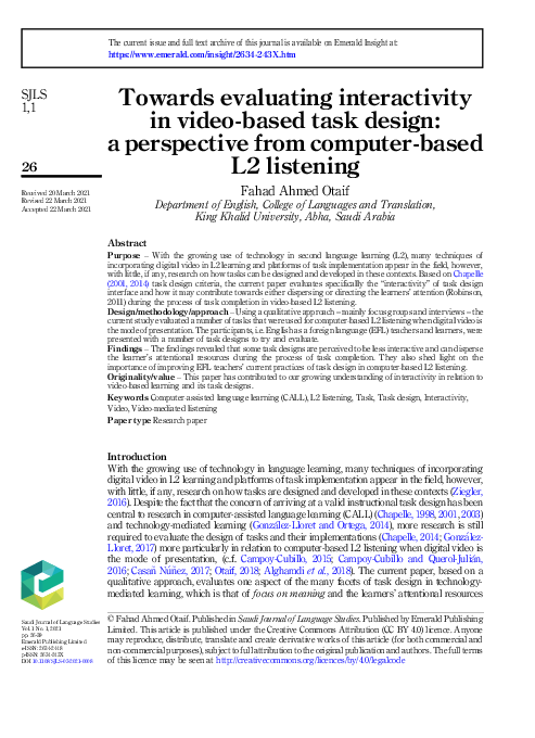 (PDF) Towards evaluating interactivity in video-based task design: a perspective from computer ...