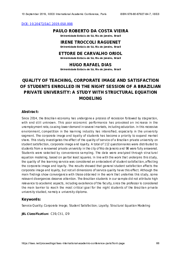 (PDF) Students' Evaluations of University Teaching: A Structural ... (PDF) Students' Evaluations of University Teaching: A Structural ...