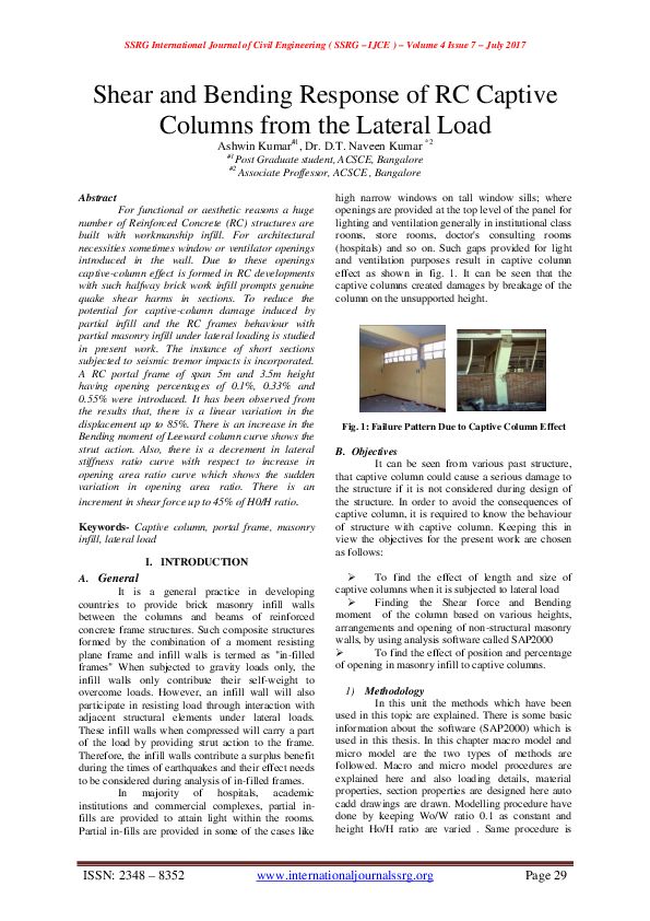 (PDF) Shear and Bending Response of RC Captive Columns from the Lateral ...