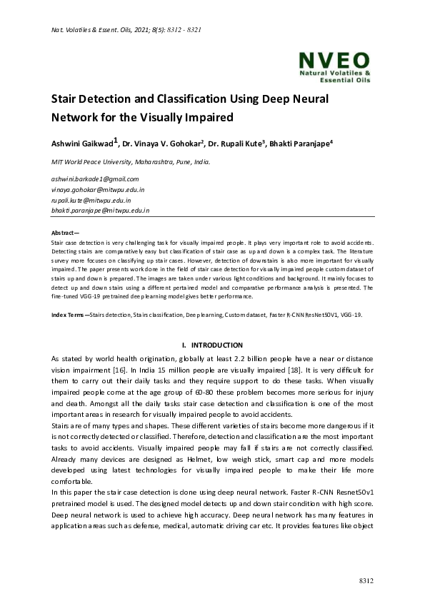(PDF) Stair Detection and Classification Using Deep Neural Network for the Visually Impaired