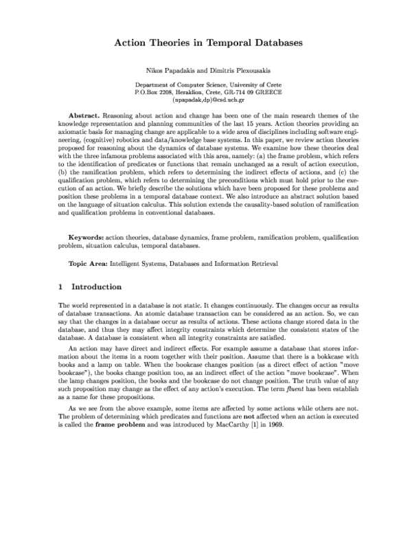 (PDF) Action Theories in Temporal Databases | Nikos Papadakis - Academia.edu