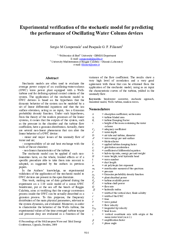 (PDF) Experimental verification of the stochastic model for predicting the performance of ...