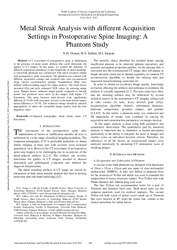 (PDF) Metal Streak Analysis With Different Acquisition Settings In ...
