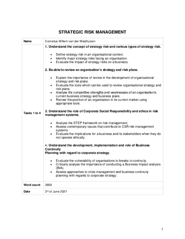 (PDF) Strategic Risk Management