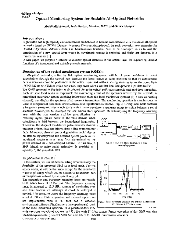 (PDF) Optical monitoring system for scalable all-optical networks