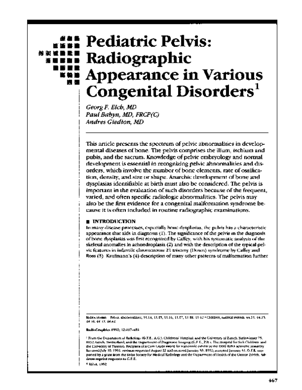 (PDF) Pediatric pelvis: radiographic appearance in various congenital ...