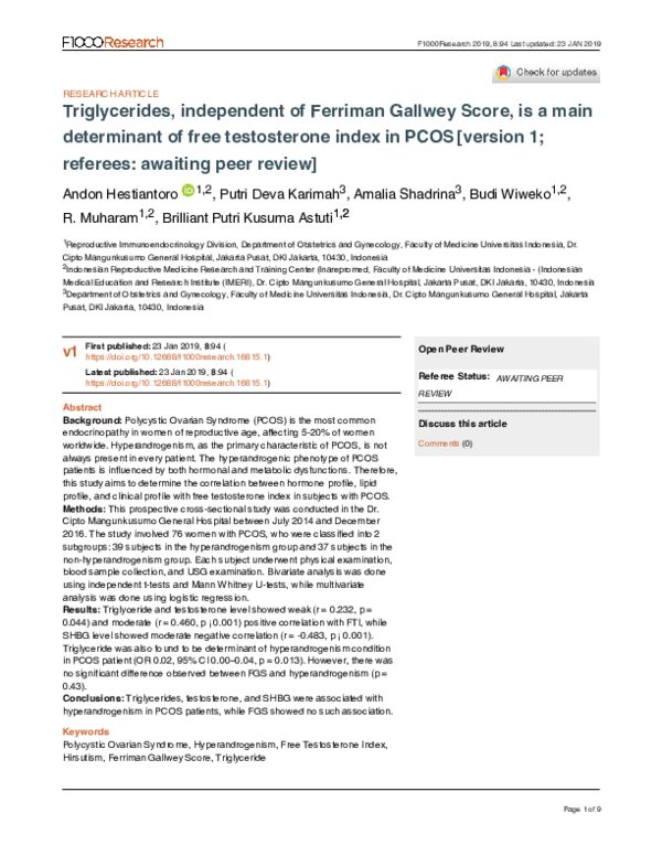 (PDF) Triglycerides, independent of Ferriman Gallwey Score, is a main ...