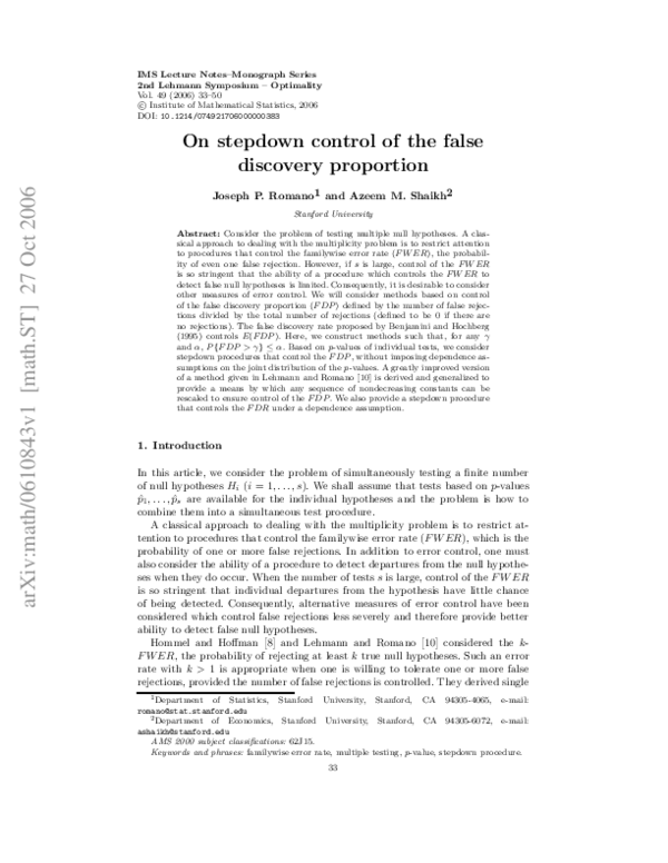 (PDF) IMS Lecture Notes–Monograph Series