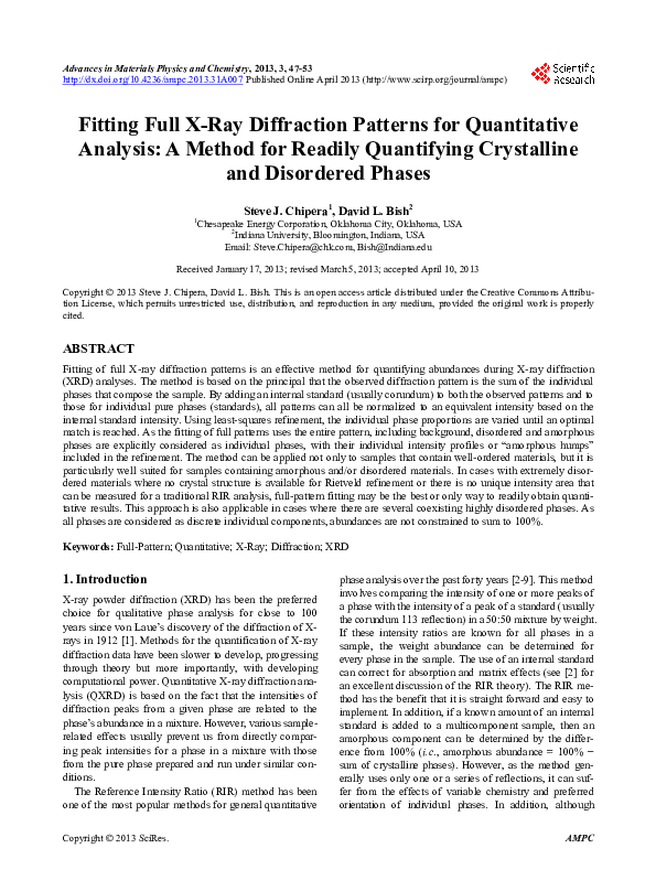 (PDF) Fitting Full X-Ray Diffraction Patterns for Quantitative Analysis ...