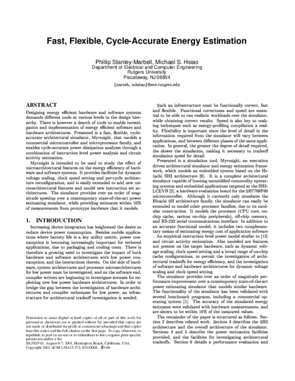 (PDF) Fast, flexible, cycle-accurate energy estimation | Michael Hsiao ... (PDF) Fast, flexible, cycle-accurate energy estimation | Michael Hsiao ...