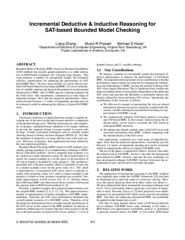 (PDF) Incremental deductive & inductive reasoning for SAT-based bounded model checking