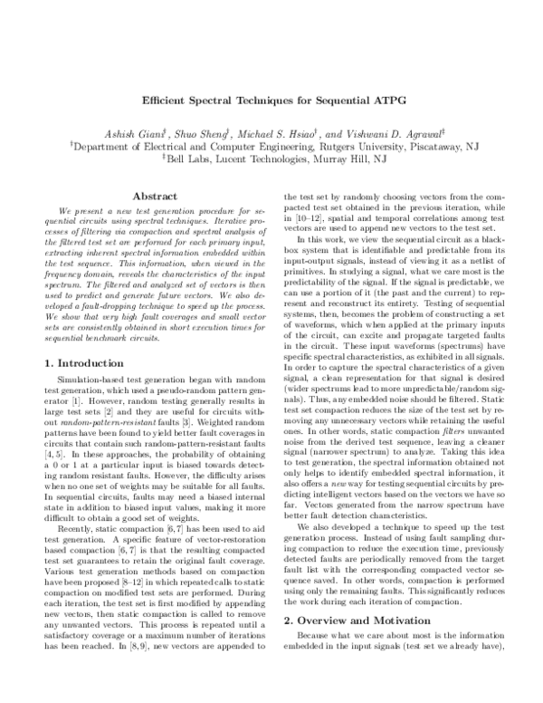 (PDF) Efficient Spectral Techniques for Sequential ATPG | Michael Hsiao - Academia.edu