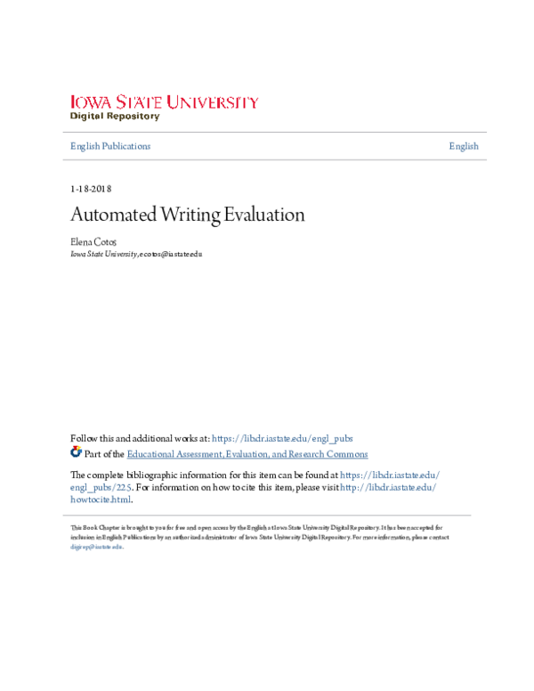 (PDF) Automated Writing Evaluation
