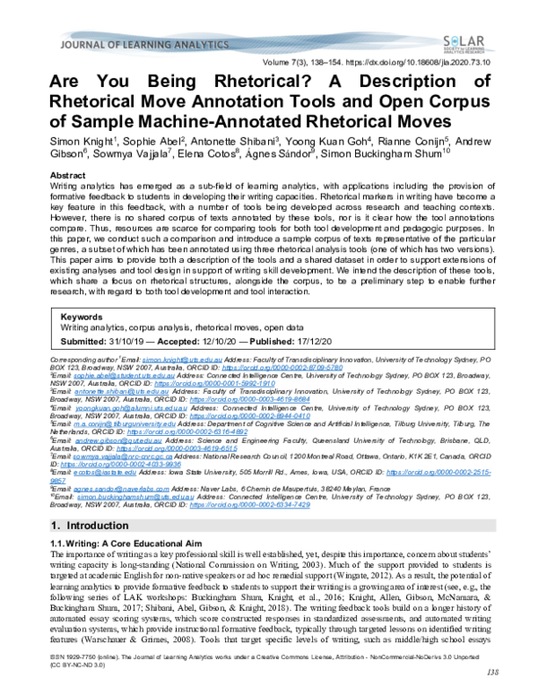 (PDF) Are You Being Rhetorical? A Description of Rhetorical Move ...