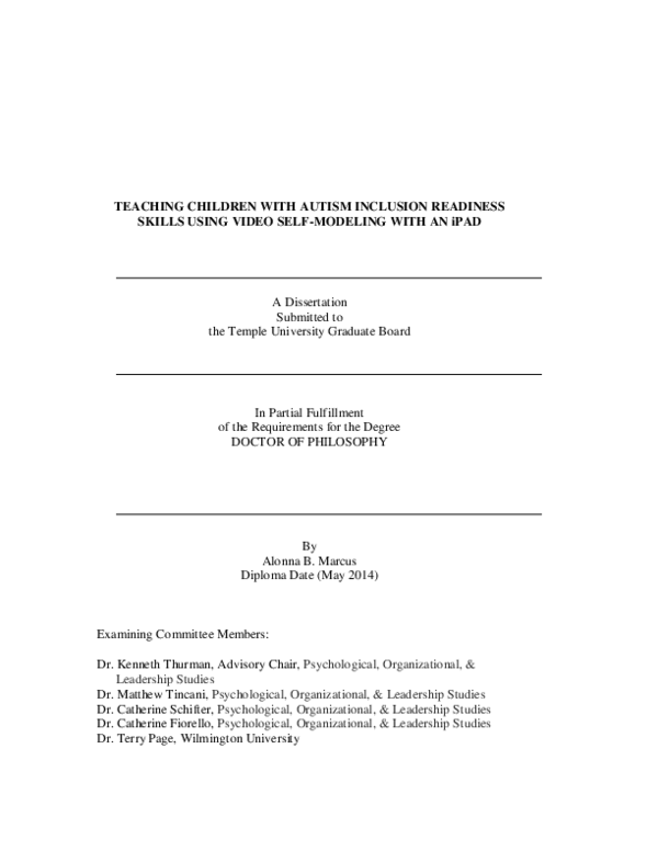 (PDF) Teaching Children with Autism Inclusion Readiness Skills Using ...