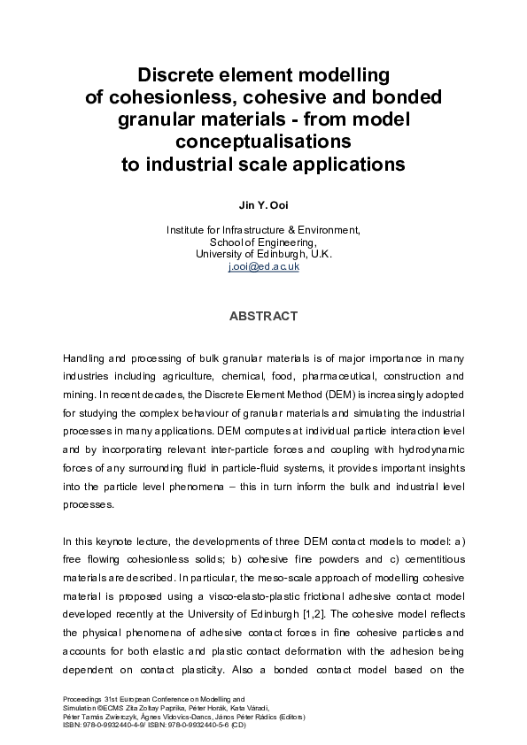 (PDF) Discrete Element Modelling Of Cohesionless, Cohesive And Bonded Granular Materials - From ...