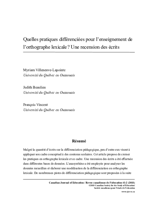 (PDF) Quelles pratiques différenciées pour l’enseignement de l ...