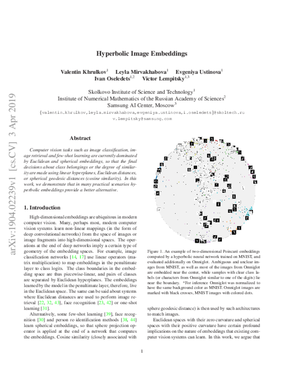 (PDF) Hyperbolic Image Embeddings | Evgeniya Ustinova - Academia.edu