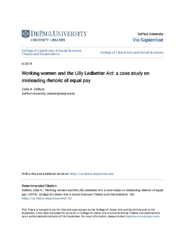 (PDF) Working women and the Lilly Ledbetter Act: a case study on ...