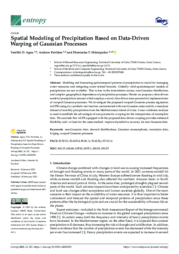 (PDF) Spatial Modeling of Precipitation Based on Data-Driven Warping of Gaussian Processes