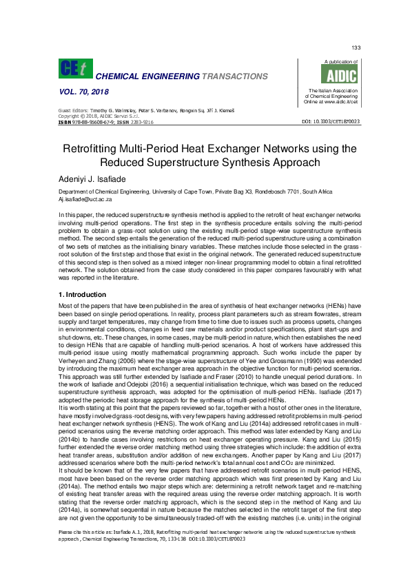 (PDF) Retrofitting multi-period heat exchanger networks using the reduced superstructure ...