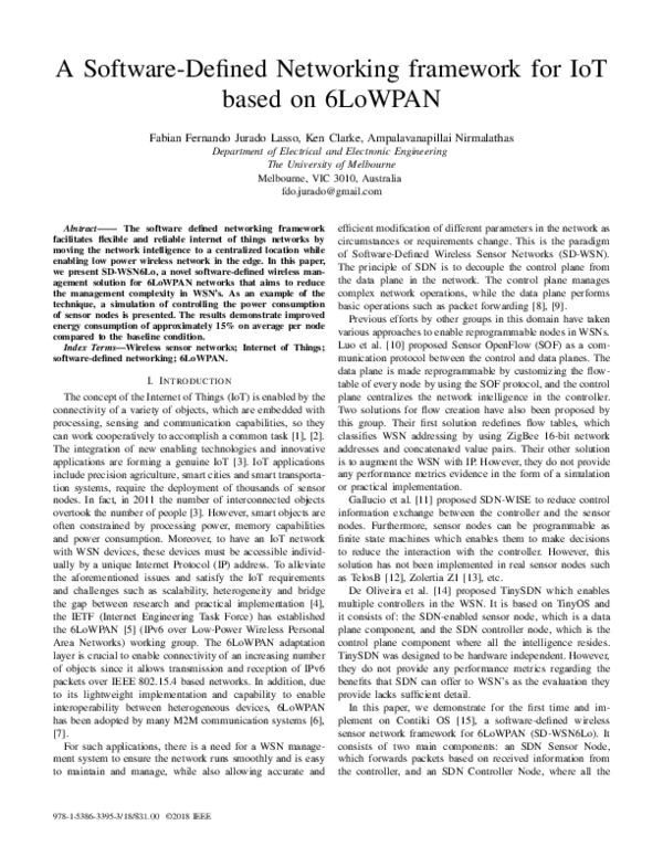 Pdf A Software Defined Networking Framework For Iot Based On 6lowpan Fabian Fernando Jurado