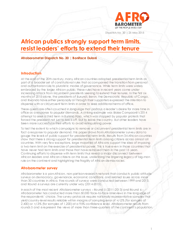 (PDF) African publics strongly support term limits, resist leaders ...