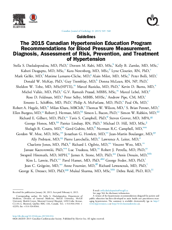 (PDF) The 2015 canadian hypertension education program recommendations ...